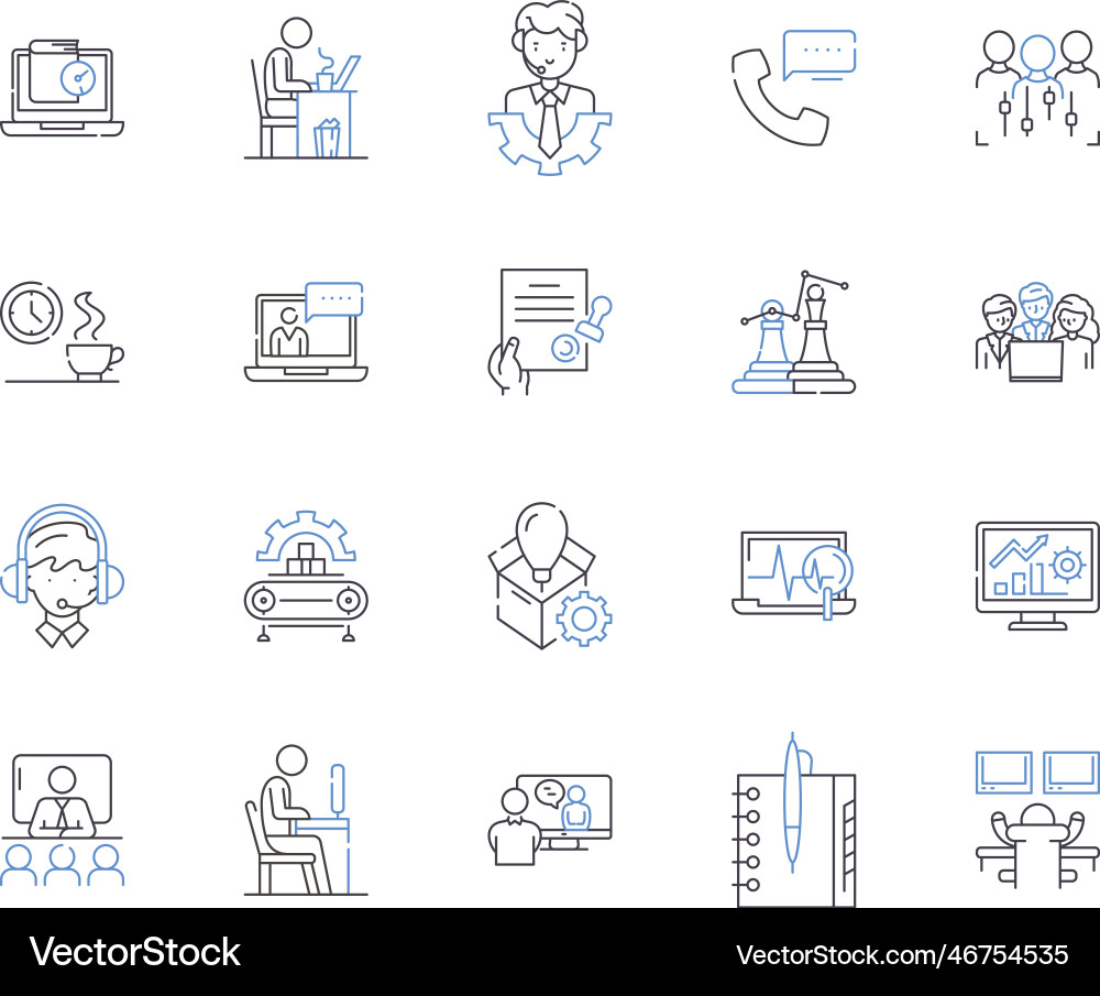 Working enterprise outline icons collection Vector Image