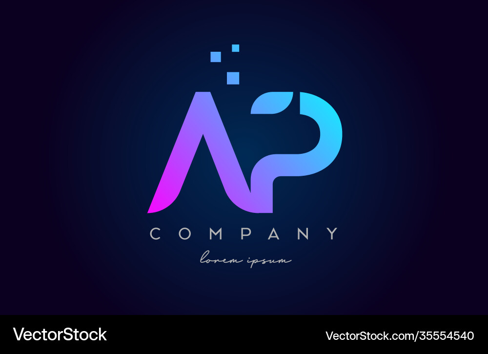Ap a p alphabet letter logo icon combination Vector Image