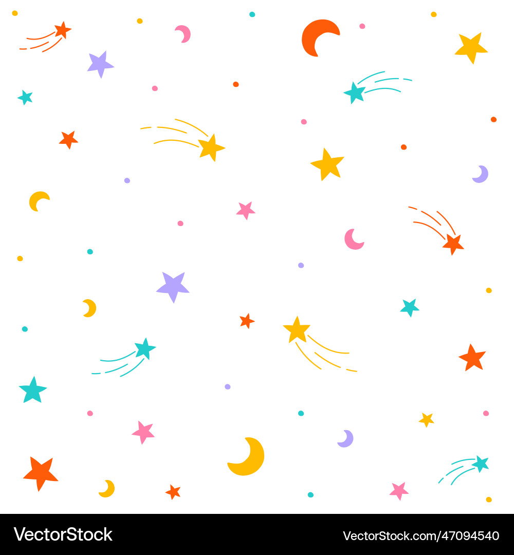 Cute confetti star space sky meteor shooting star Vector Image