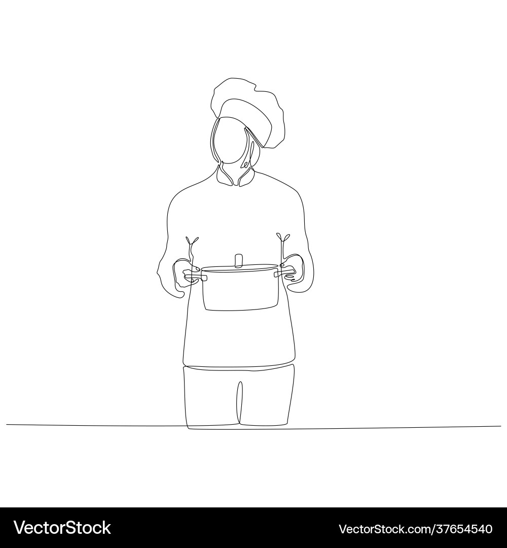 Female chef with wok carrying Royalty Free Vector Image