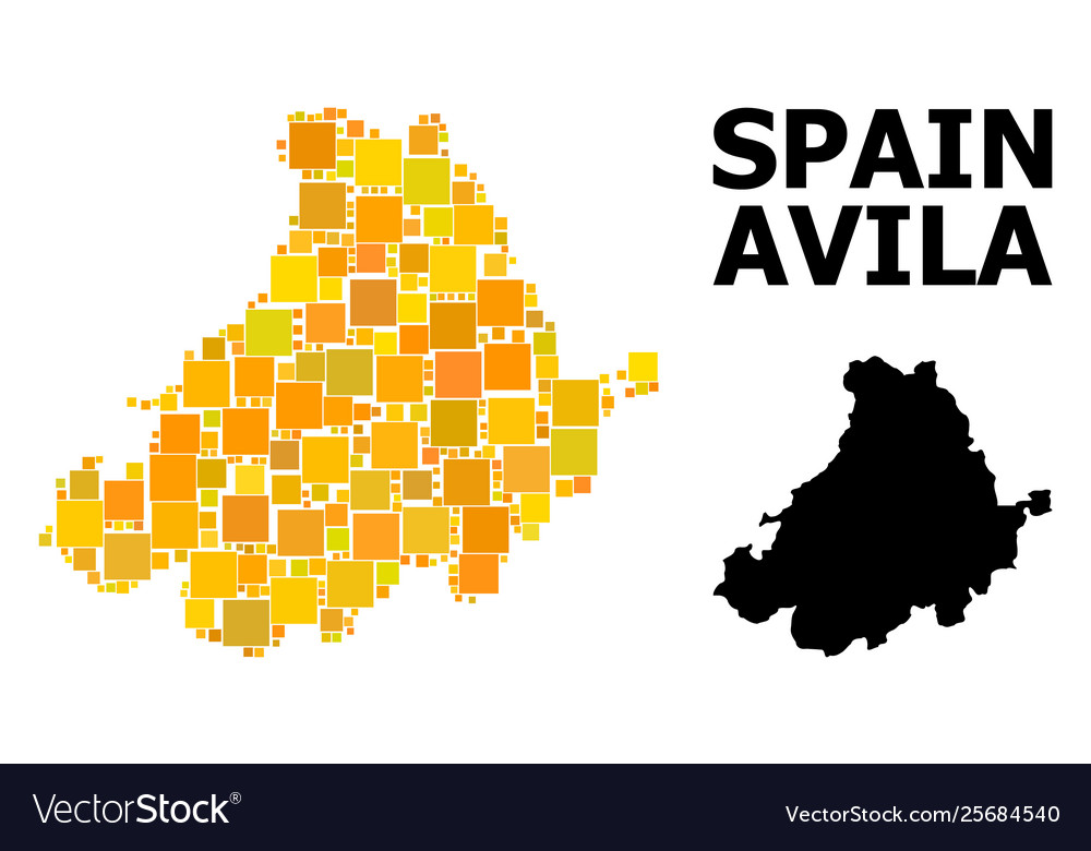 Gold square mosaic map avila province Royalty Free Vector