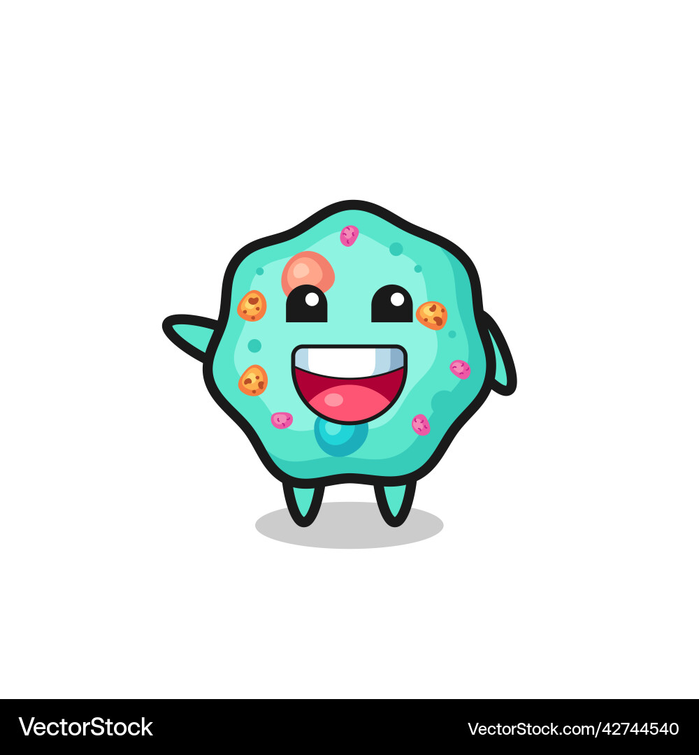 Happy amoeba cute mascot character Royalty Free Vector Image
