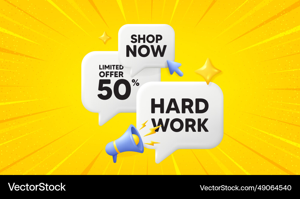 Hard work tag job motivational offer 3d chat Vector Image
