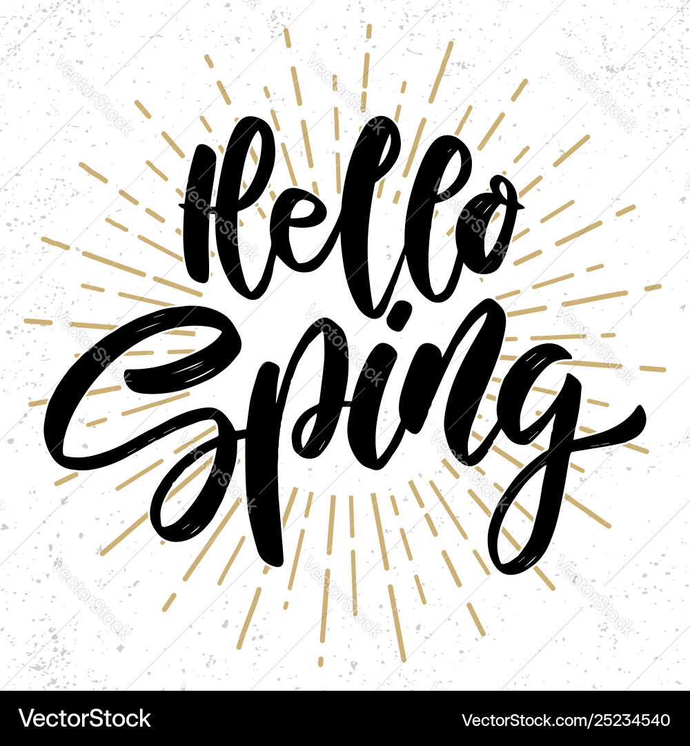 Hello spring text lettering phrase for poster Vector Image