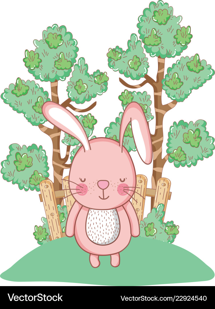 Little rabbit in the garden Royalty Free Vector Image