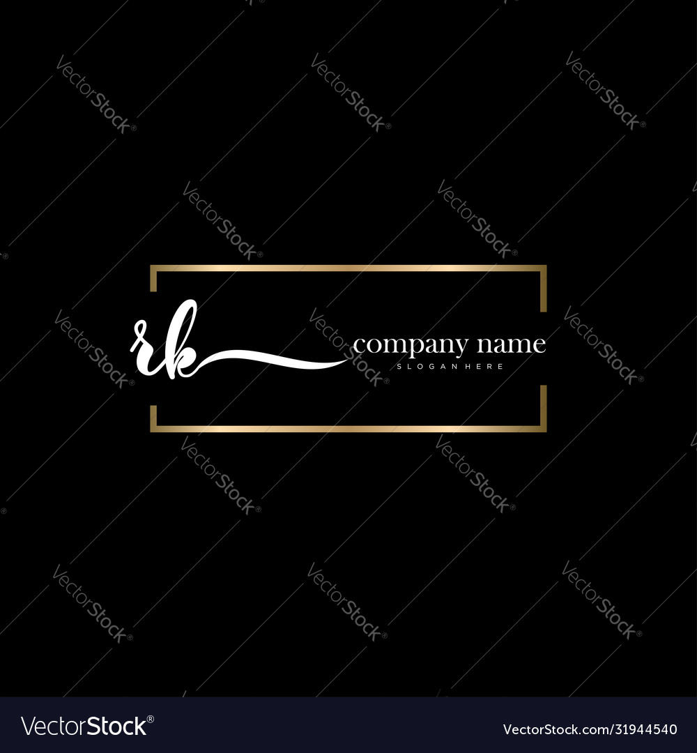 Rk initial letter handwriting logo hand drawn Vector Image