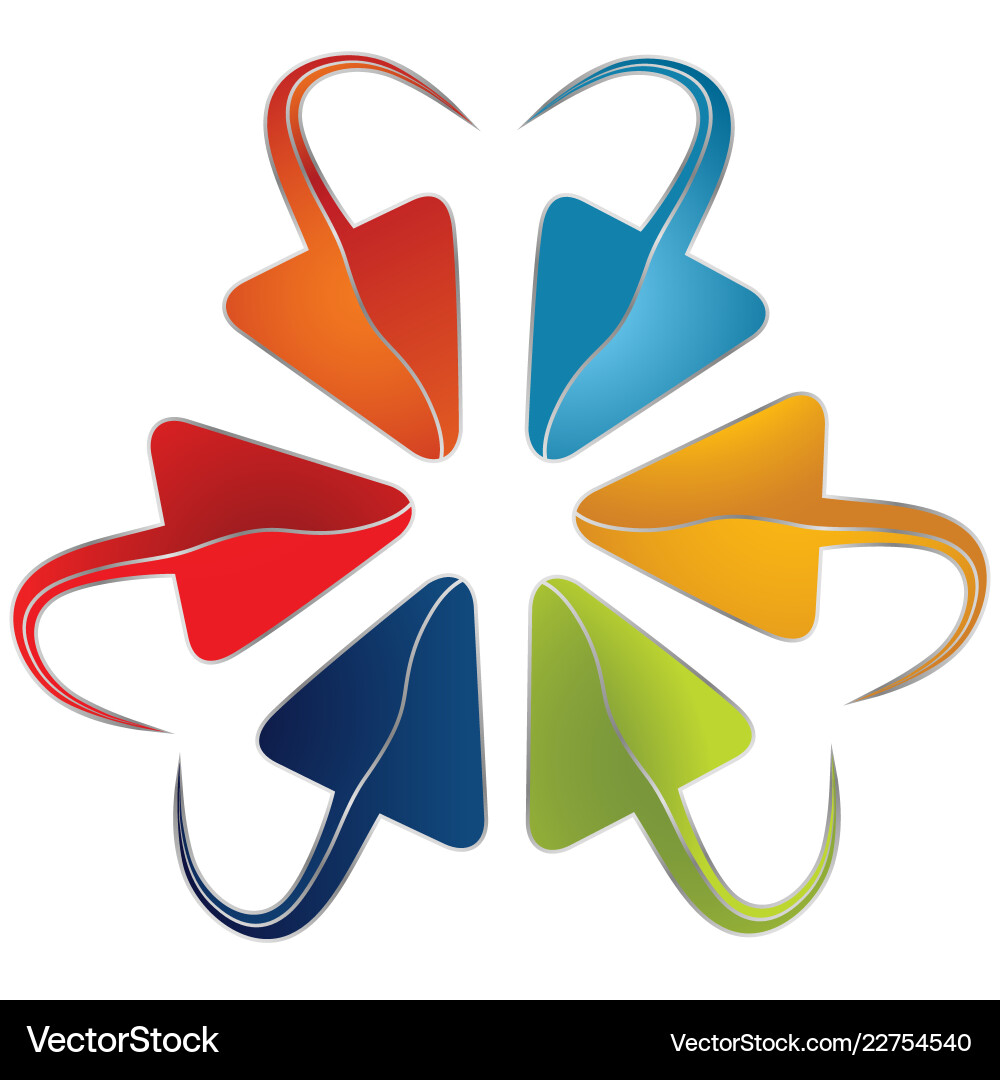 Set colorful arrows with a rounded end Royalty Free Vector