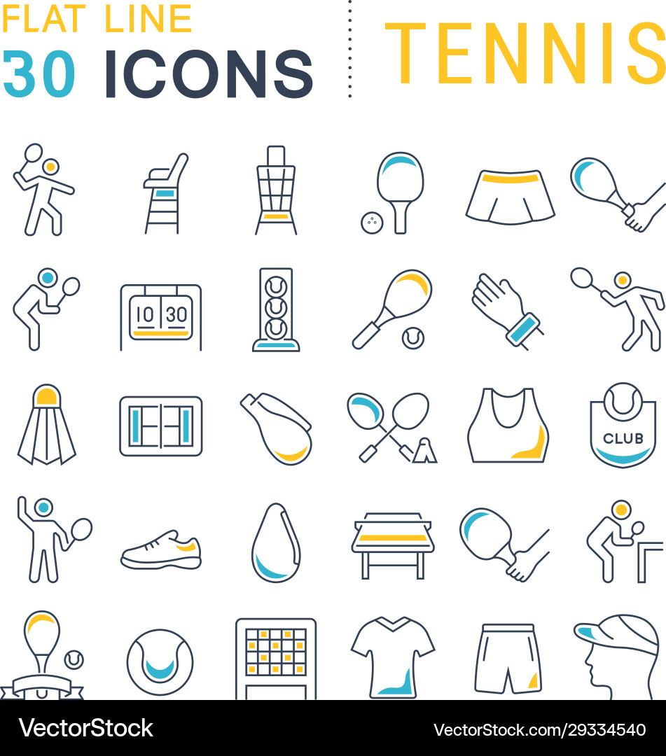 Set line icons tennis Royalty Free Vector Image