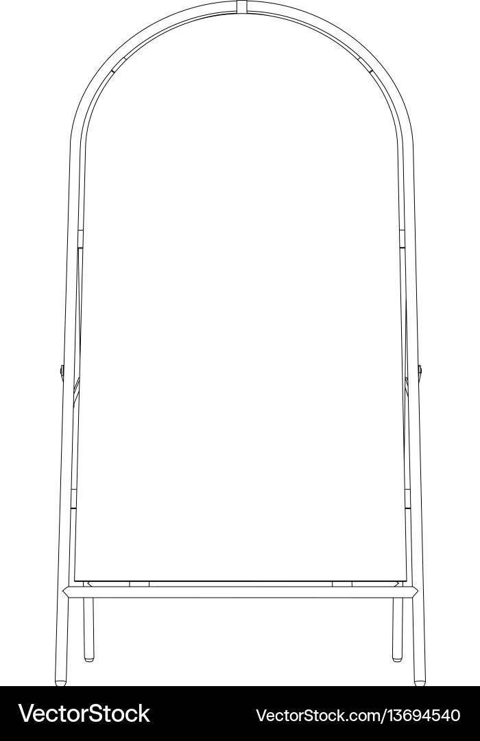 Sketch of wire-frame sidewalk sign front view Vector Image