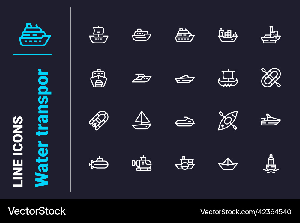 Water transport icons set Royalty Free Vector Image