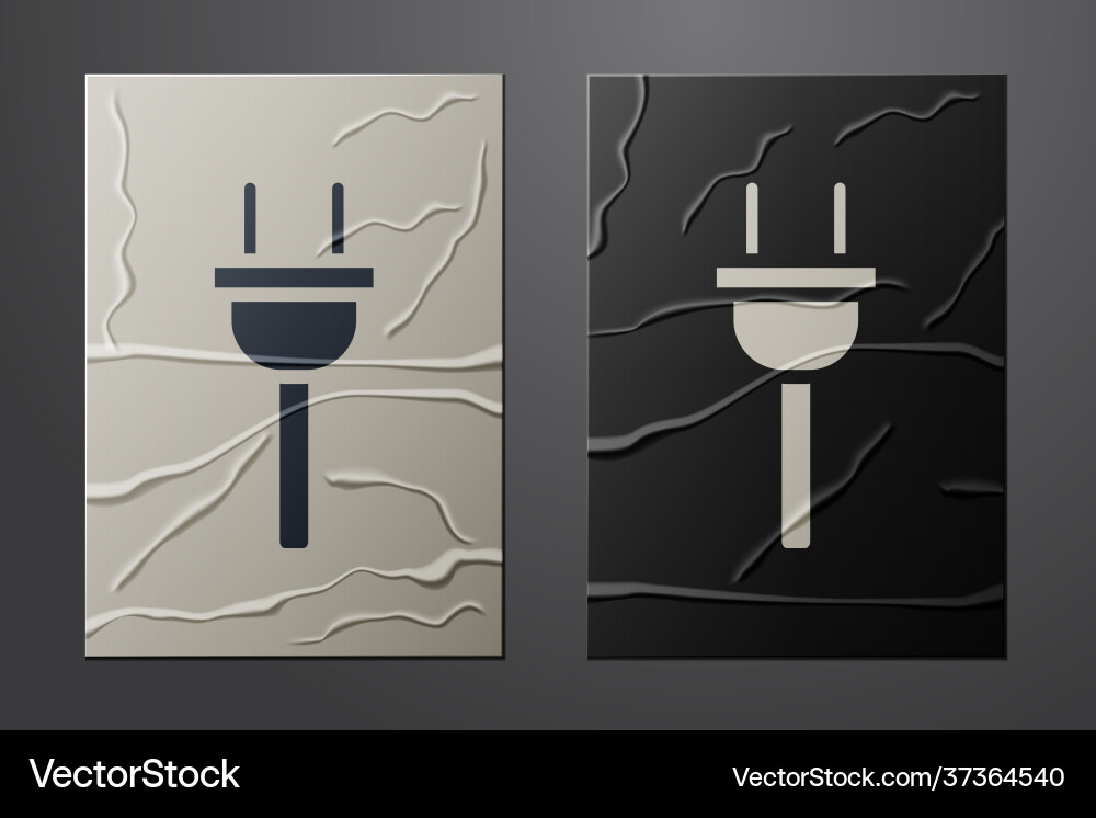 White electric plug icon isolated on crumpled Vector Image