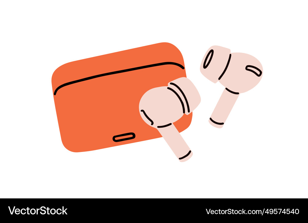 Wireless earphones in case cordless earbuds Vector Image