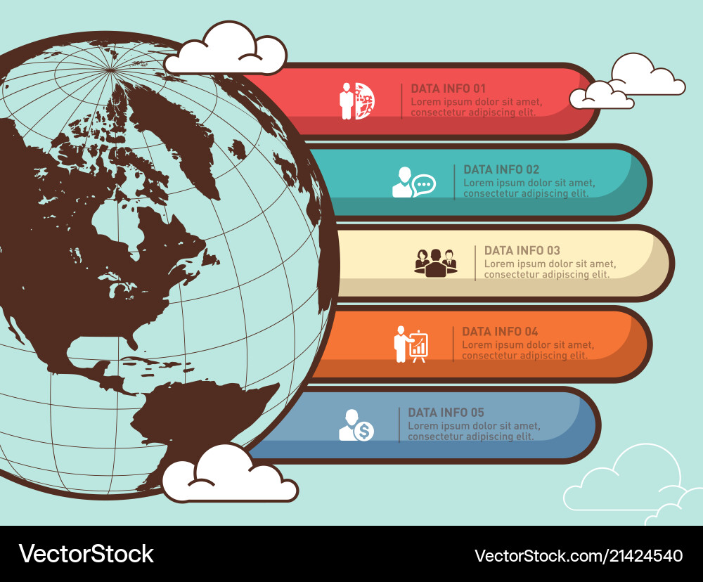 World map infographic design Royalty Free Vector Image