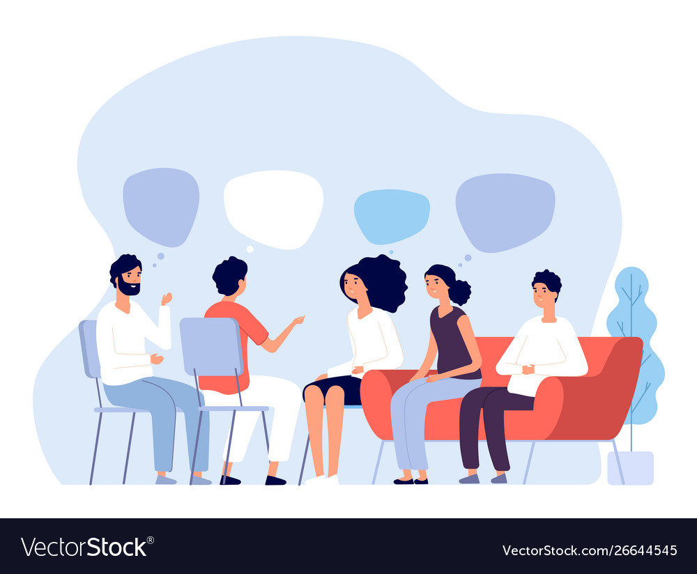 Addiction treatment concept group therapy people Vector Image Addiction treatment concept group therapy people Vector Image
