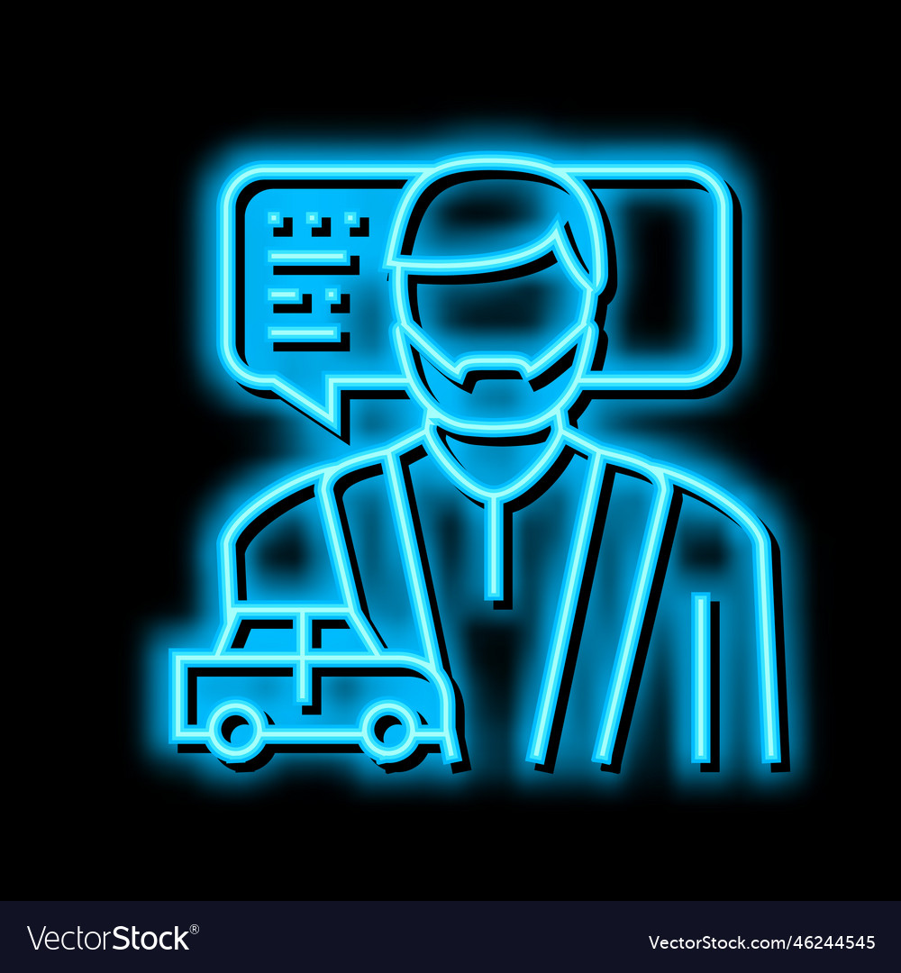 Male driving school instructor neon glow icon Vector Image Male driving school instructor neon glow icon Vector Image