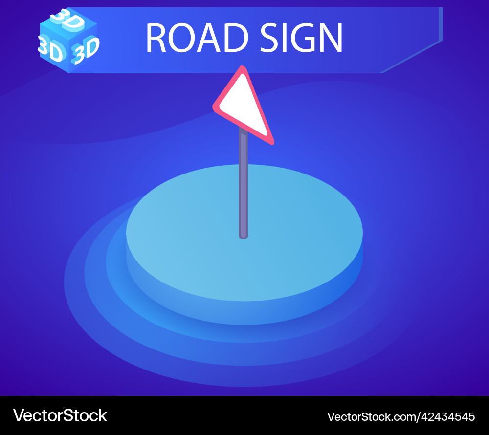 Road sign isometric design icon web 3d colorful Vector Image