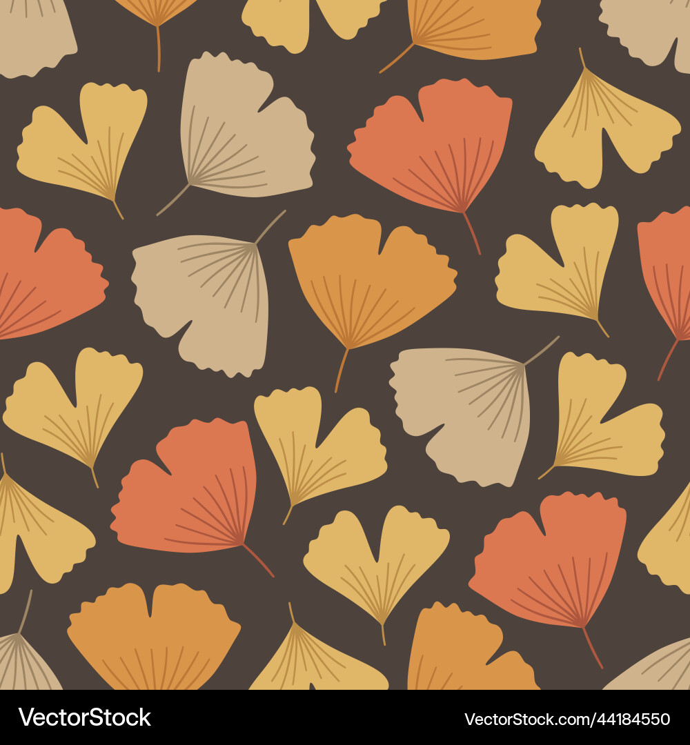 Autumn seamless pattern with colorful ginkgo Vector Image