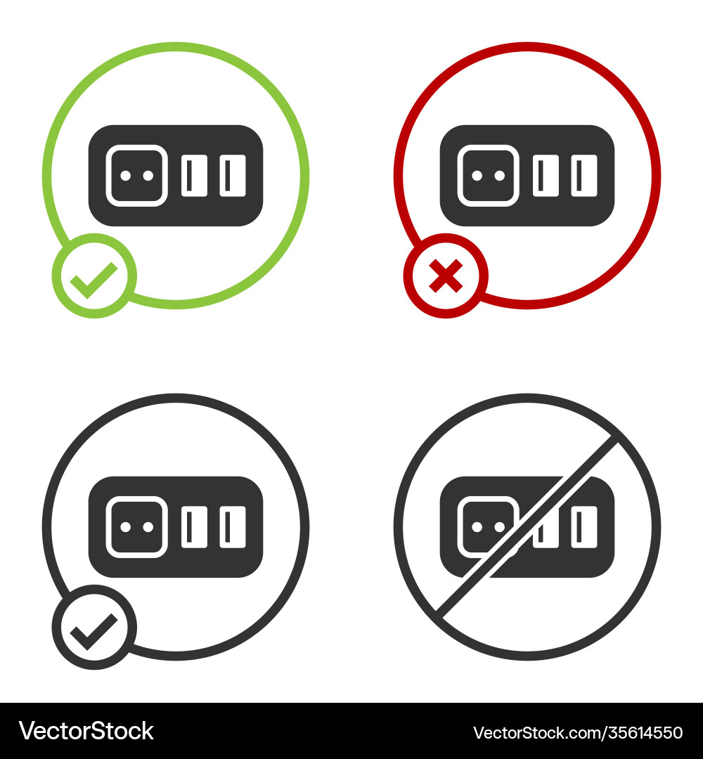 Black electrical outlet icon isolated on white Vector Image