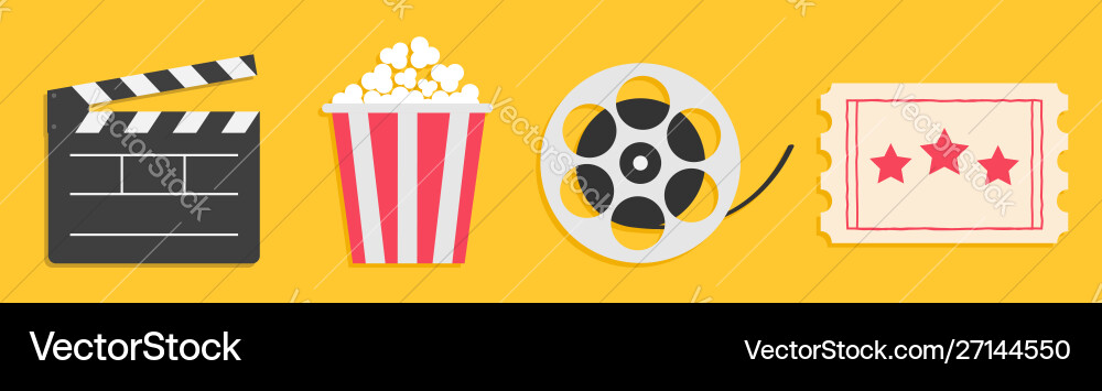 Cinema icon set line popcorn box package big Vector Image