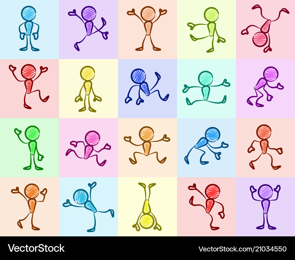 Collection of stick moving Royalty Free Vector Image