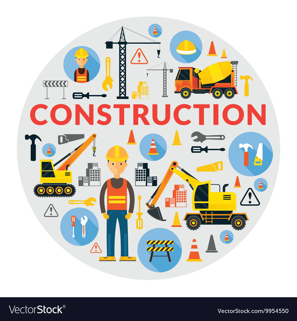 Construction label Royalty Free Vector Image - VectorStock