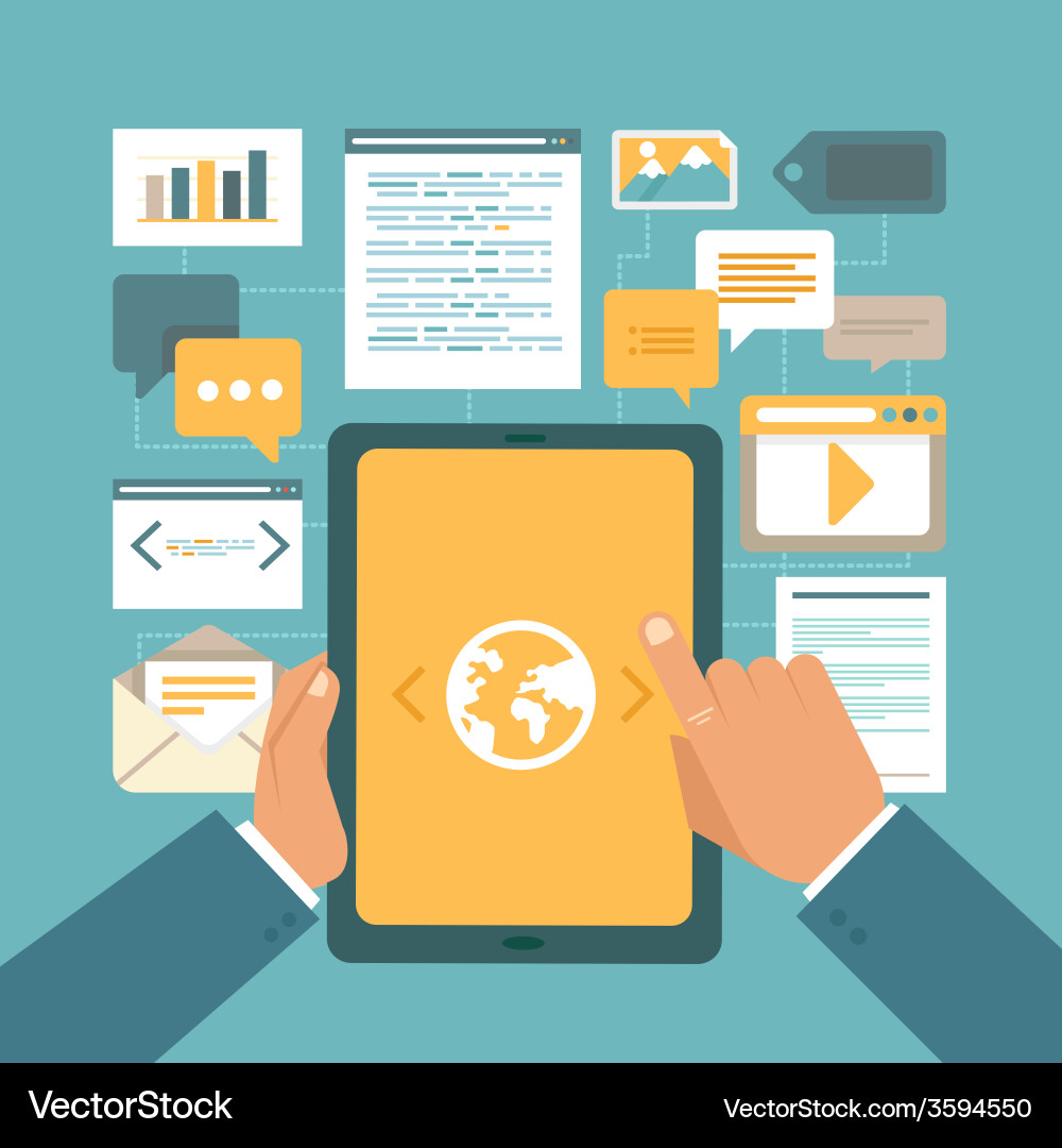 Content marketing concept in flat style Royalty Free Vector