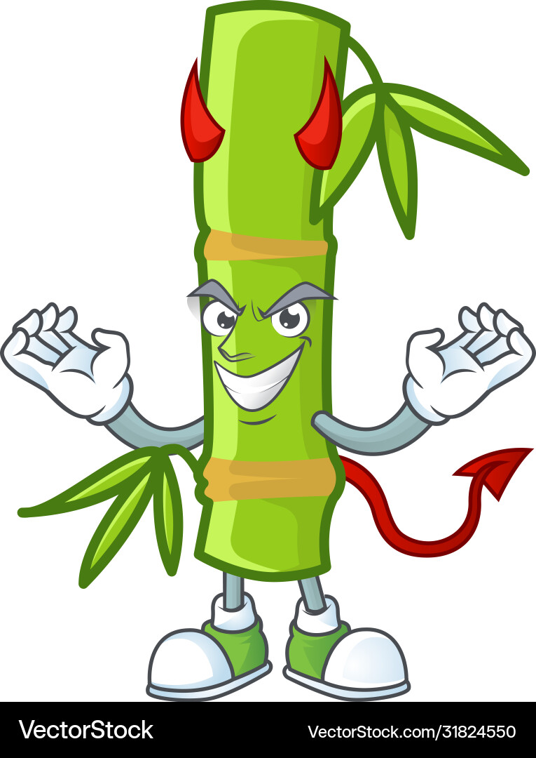 Devil bamboo stick cartoon character design style Vector Image