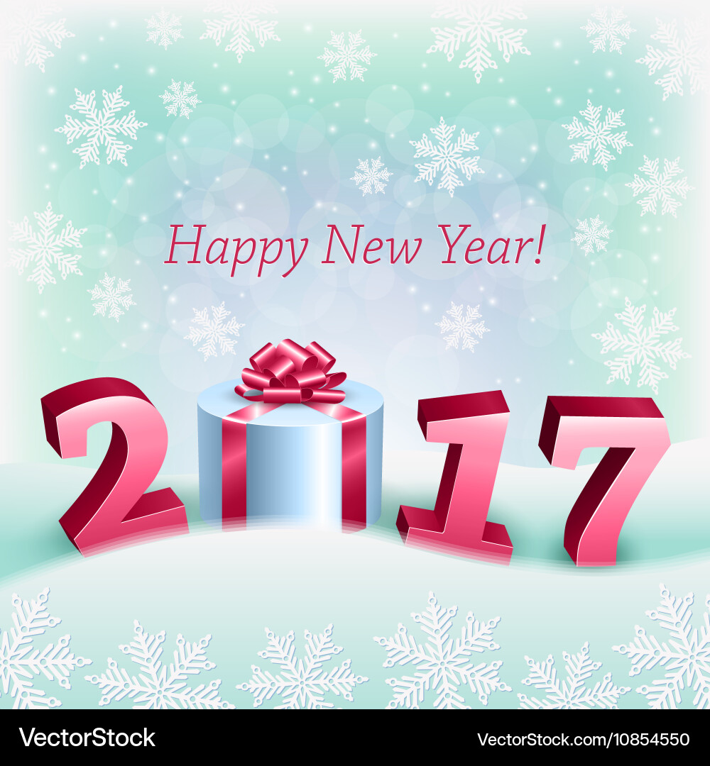 Happy new 2017 year and a gift box Royalty Free Vector Image