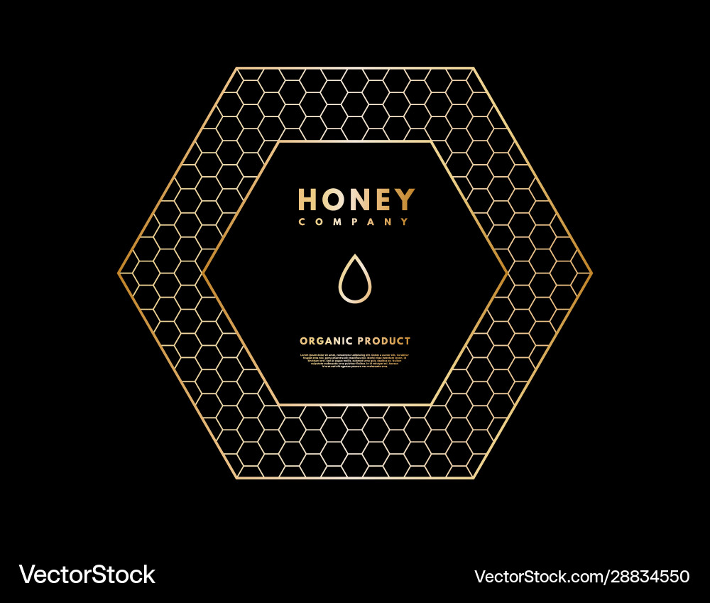 Honey logo with gold gradient drop in frame Vector Image