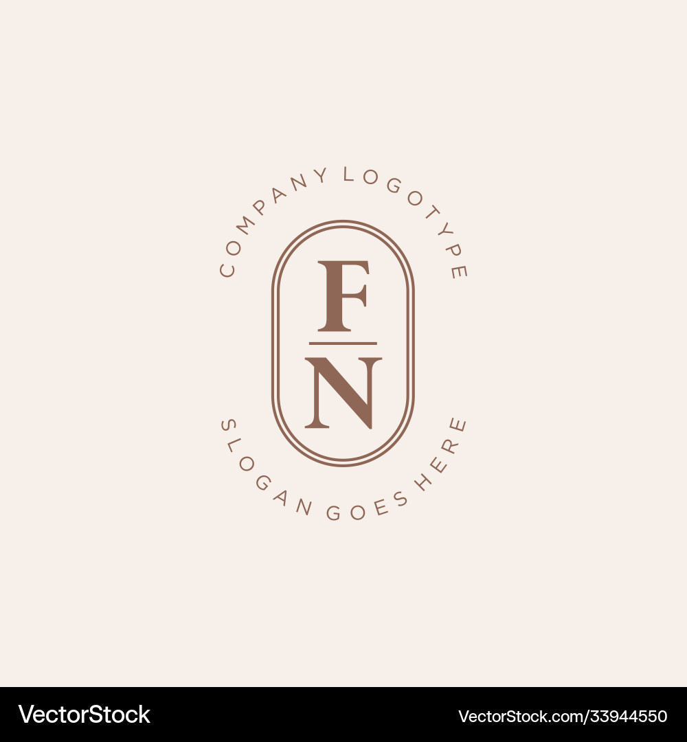 Initial fn beauty monogram and elegant logo design