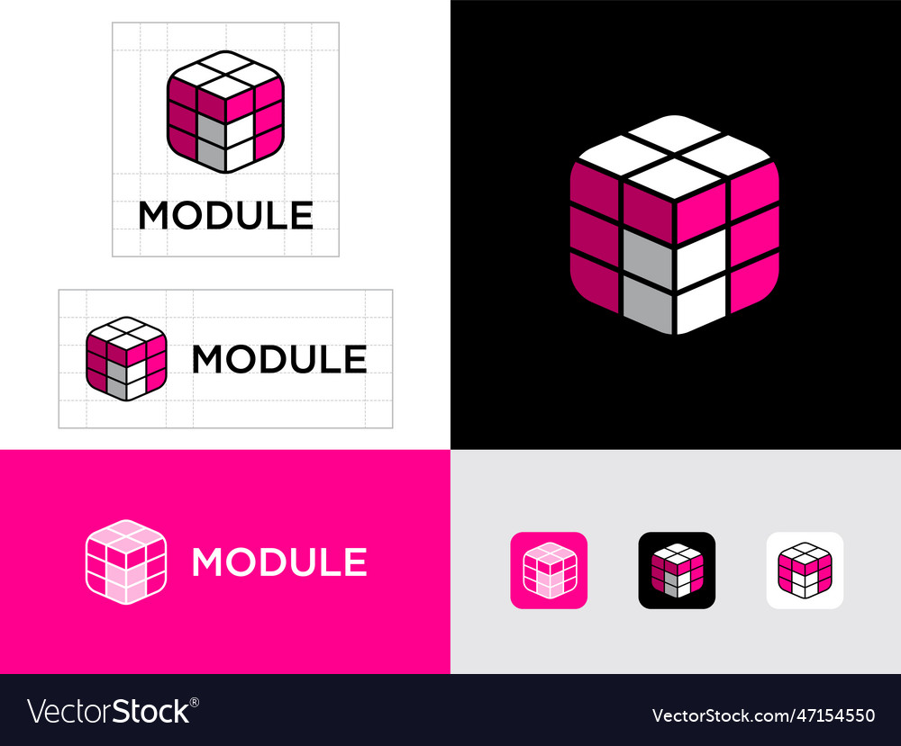 Letter m module logo big cube consists module Vector Image