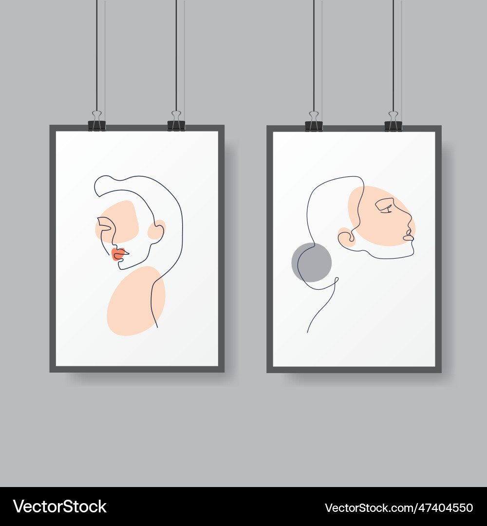 Minimal abstract woman linear poster Royalty Free Vector