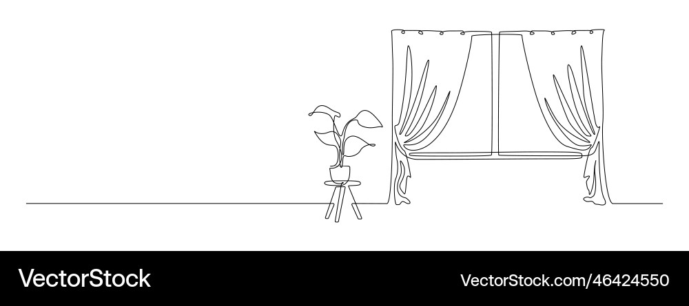 One continuous line drawing of window Royalty Free Vector