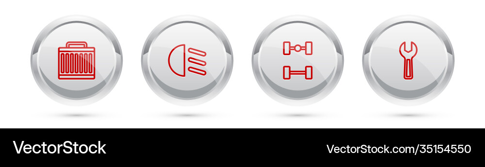 Set line car radiator cooling system high beam Vector Image