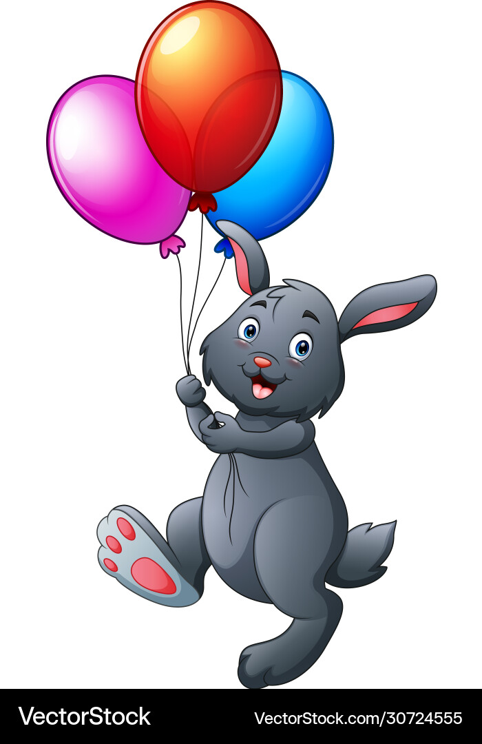 A cute bunny holds colored balloons Royalty Free Vector