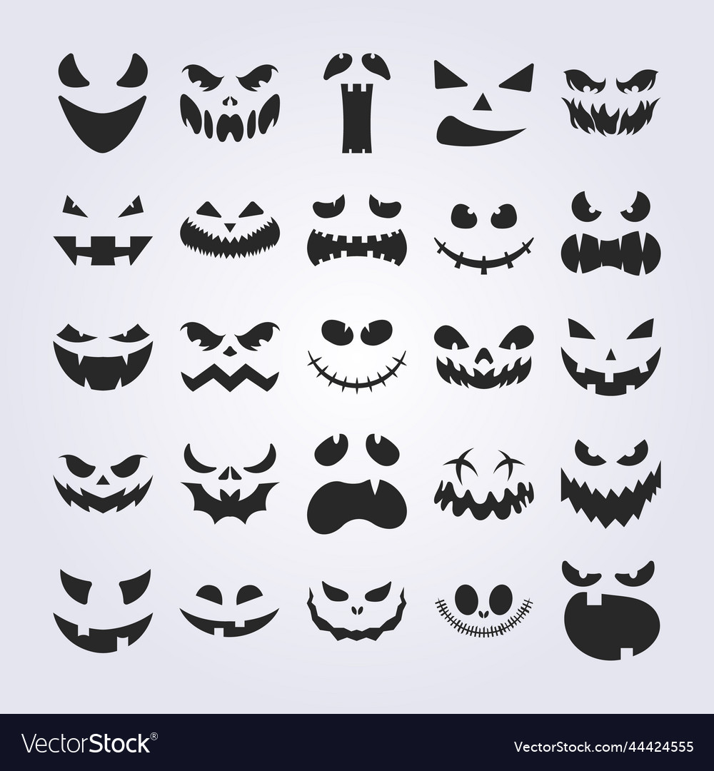 Bundle of scary and funny face for halloween Vector Image