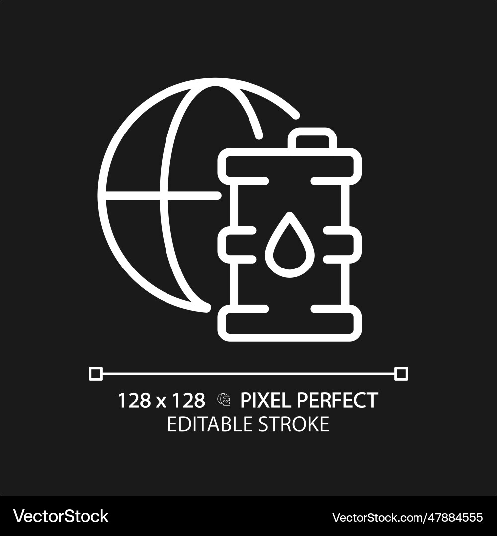 Global oil consumption white linear icon for dark Vector Image