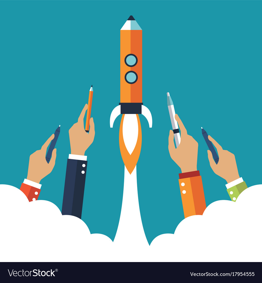 Hands in creative process Royalty Free Vector Image