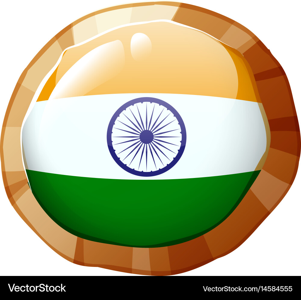 India flag design on round badge Royalty Free Vector Image
