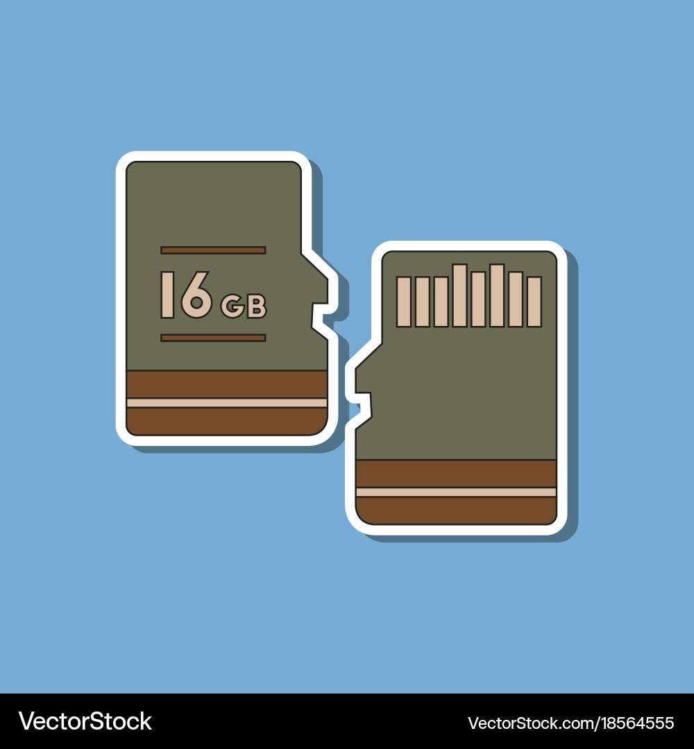 Paper sticker on background of micro sd Royalty Free Vector