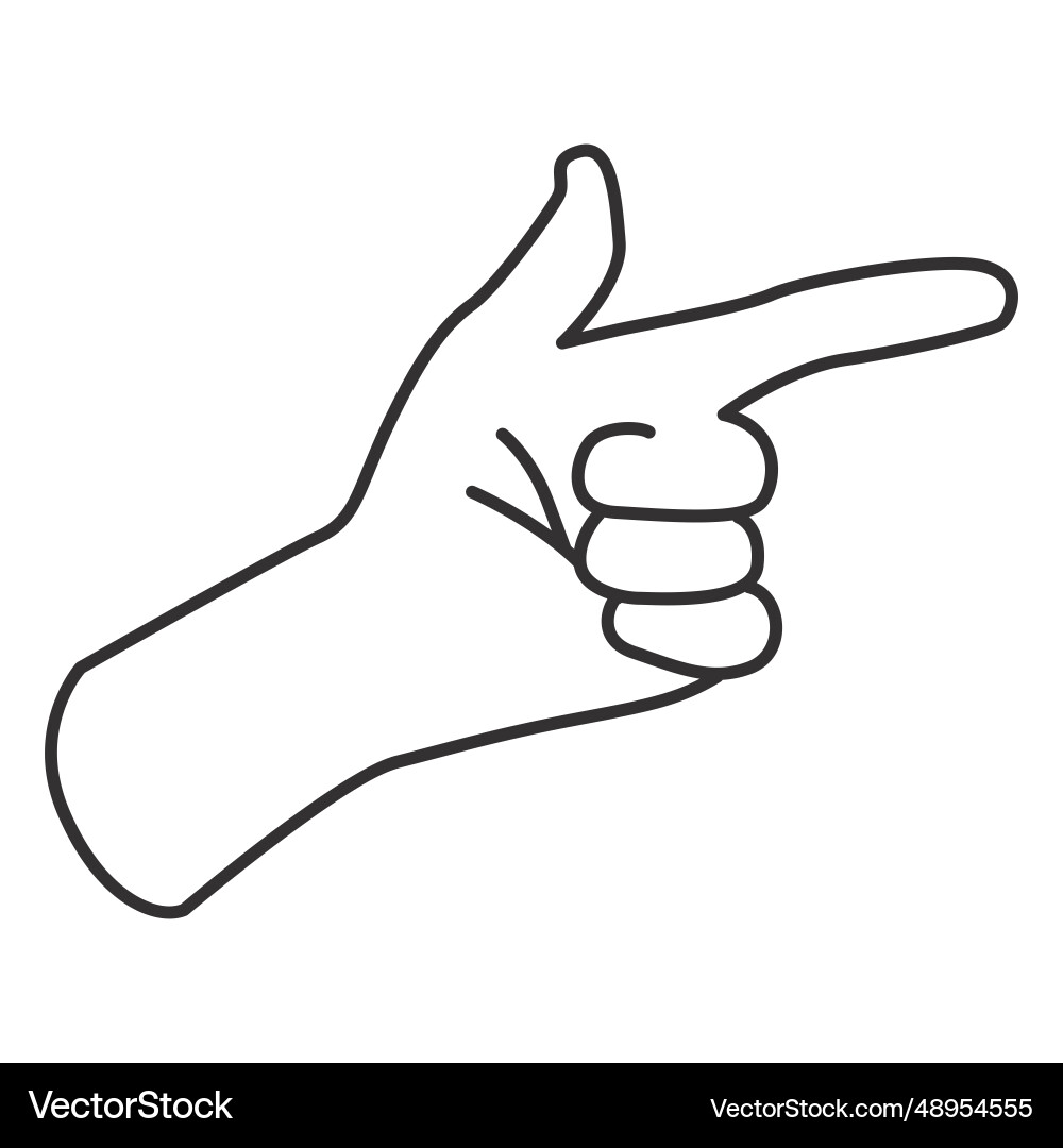Pointing with index finger stroke hand sign Vector Image