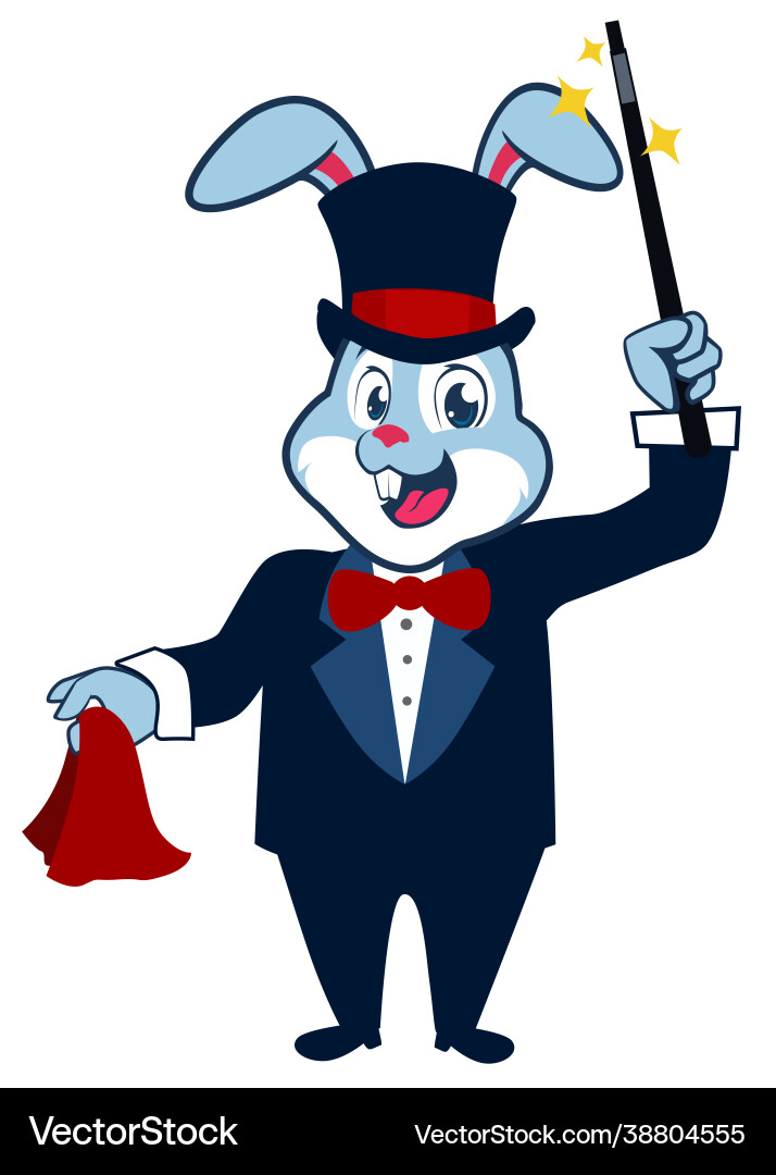 Rabbit magician mascot cartoon Royalty Free Vector Image