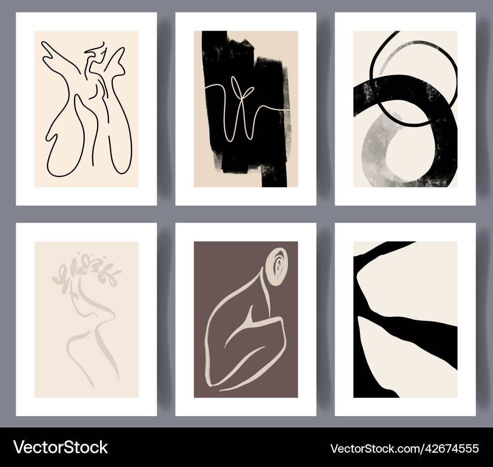 Set of simple abstract art wall posters Royalty Free Vector