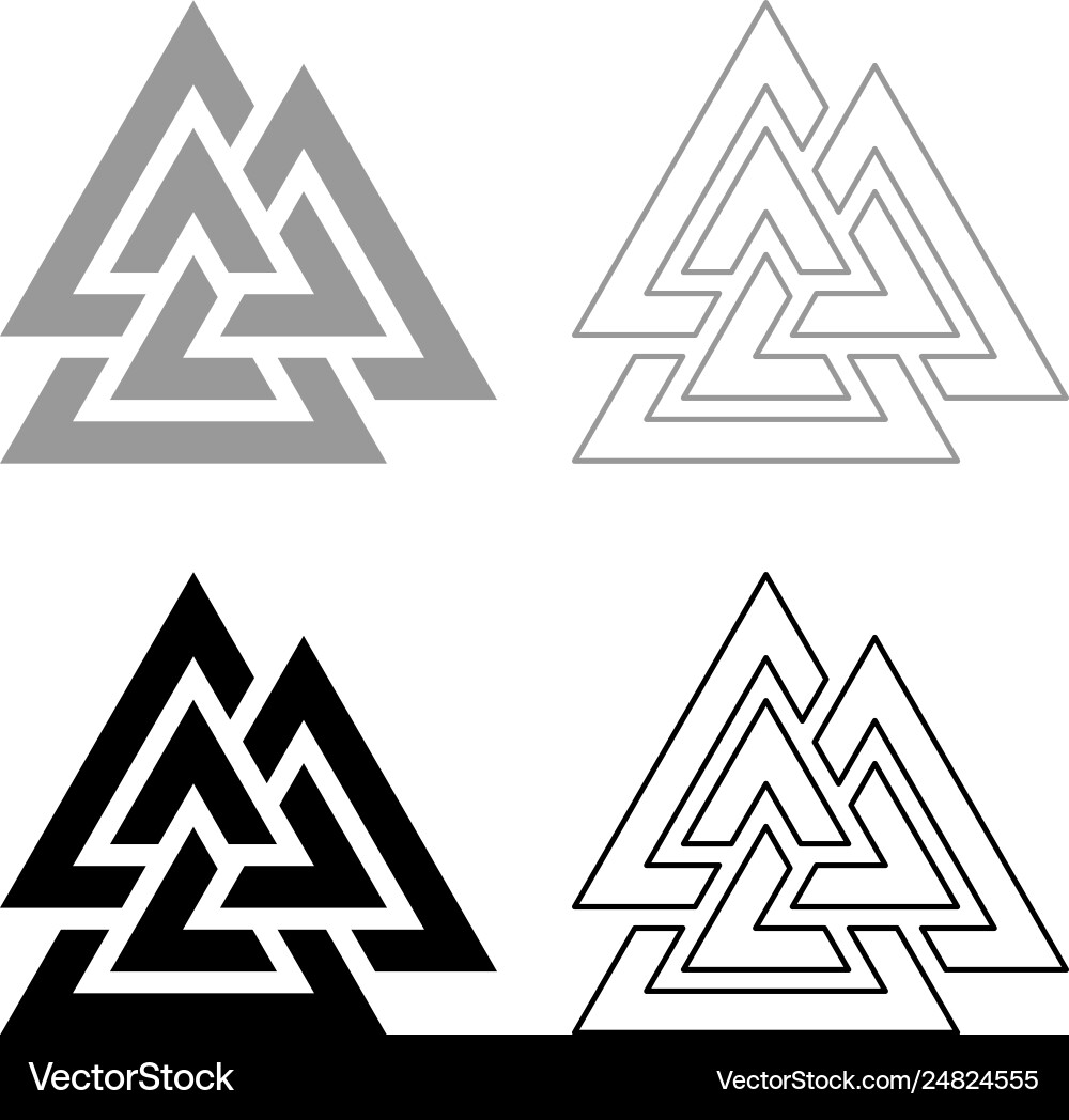 Valknut symbol icon set black color flat style Vector Image