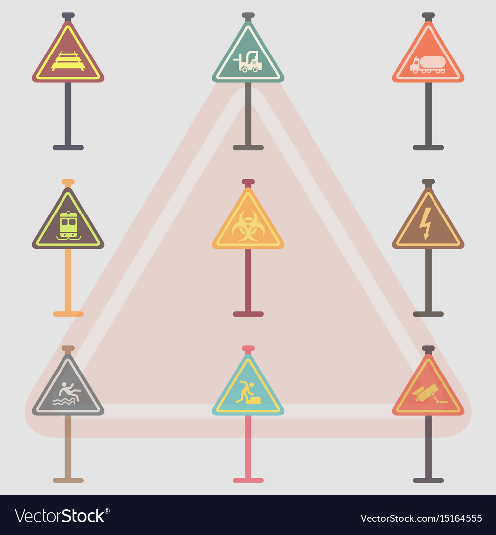 Warning road signs collection set of traffic Vector Image