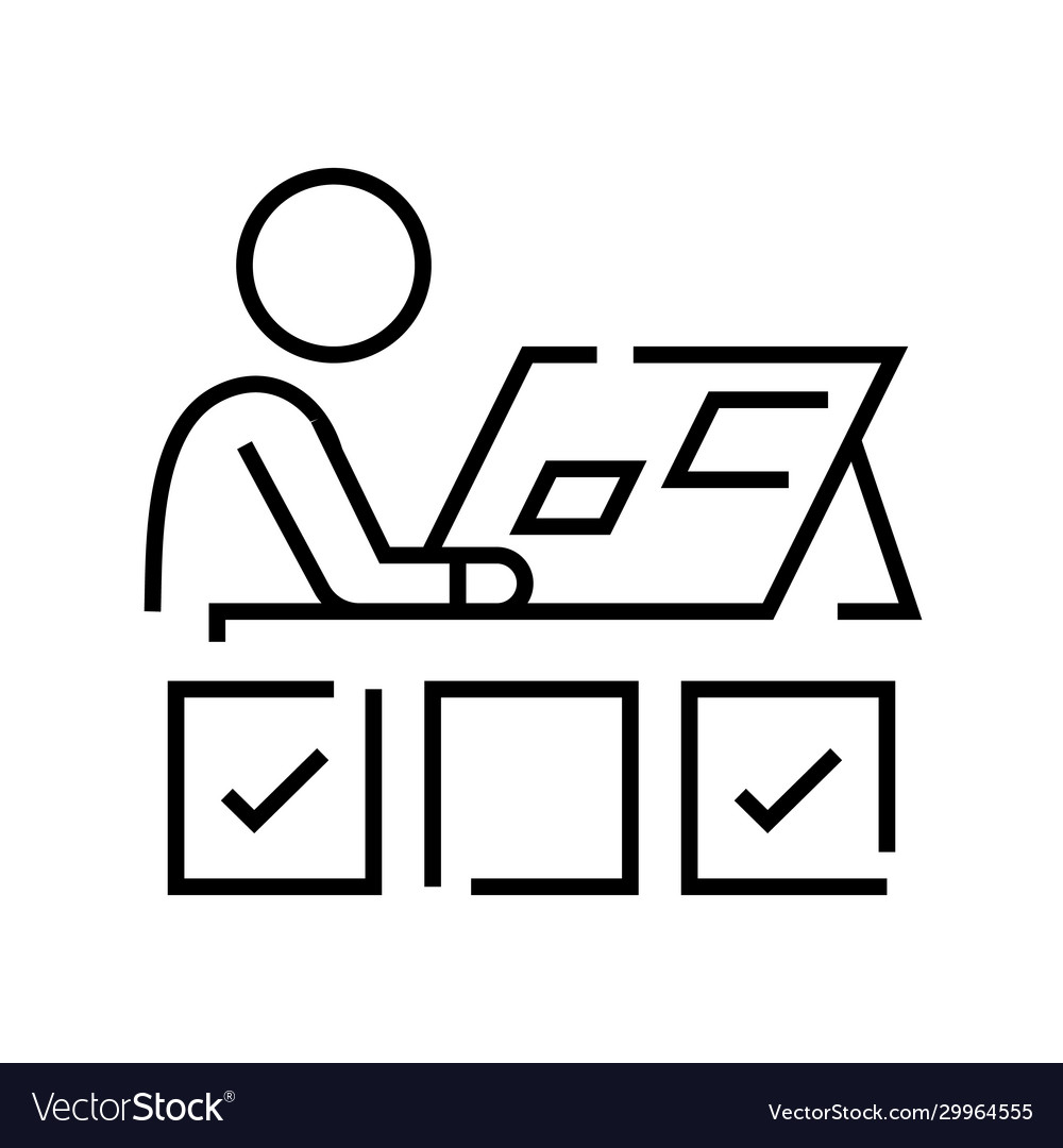 Work process line icon concept sign outline Vector Image