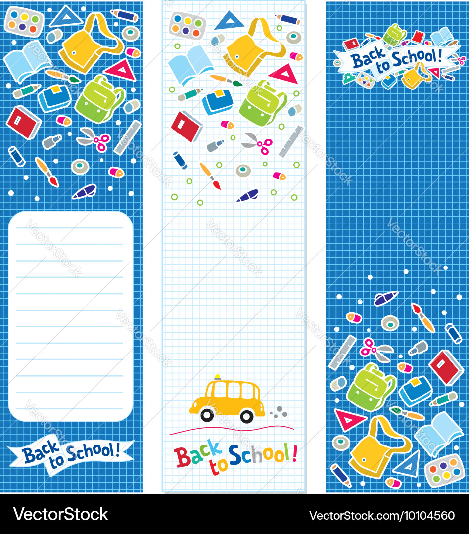 Back to school vertical banners or bookmarks Vector Image