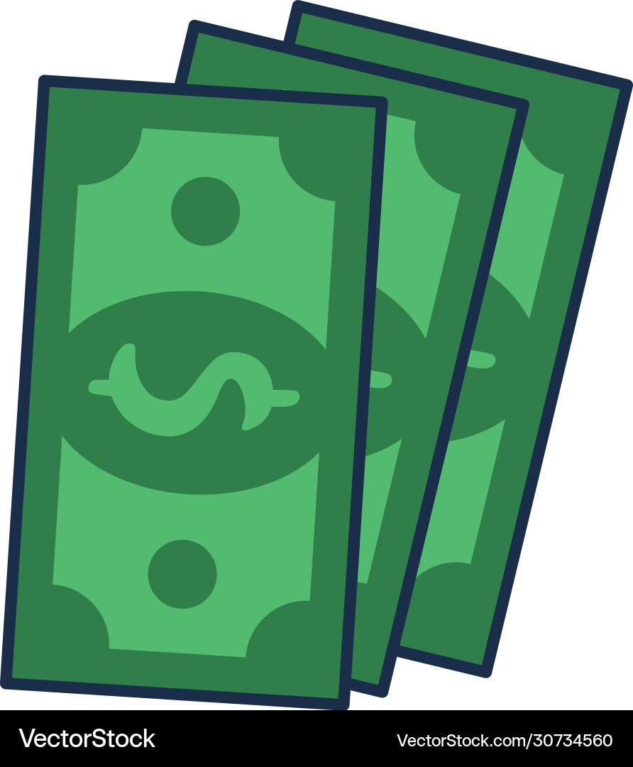 Bills money dollars isolated icon Royalty Free Vector Image
