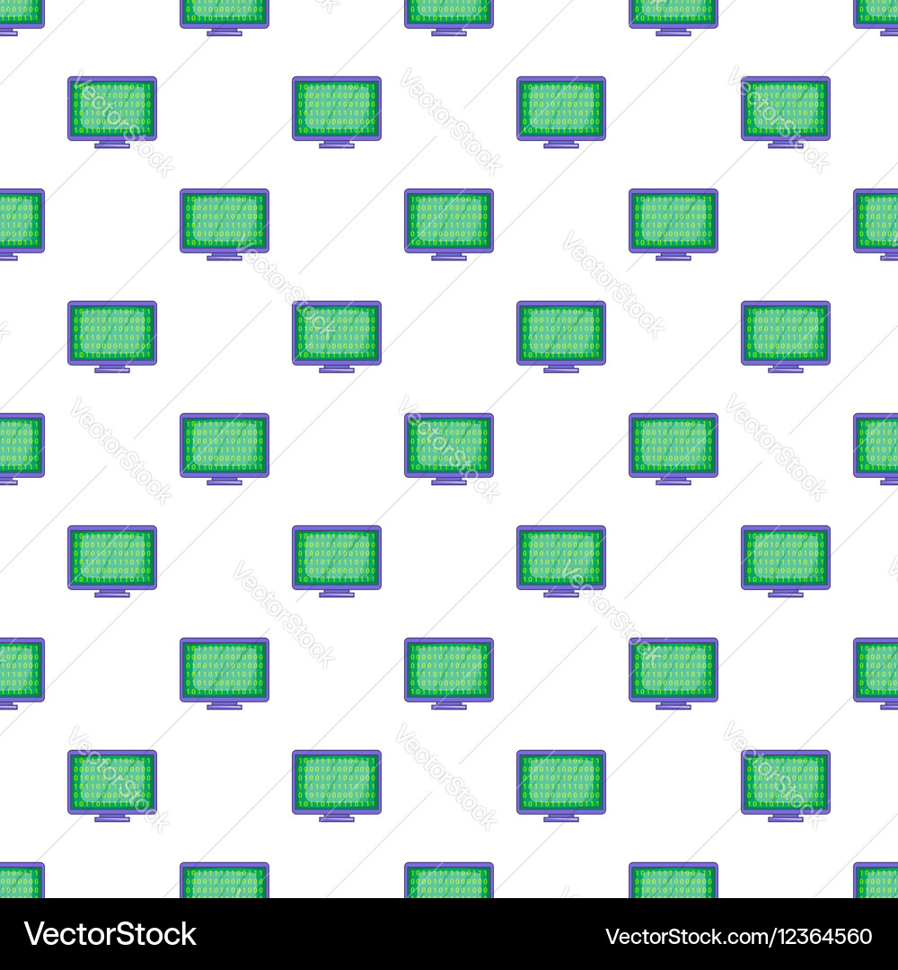 Binary code on monitor pattern cartoon style Vector Image