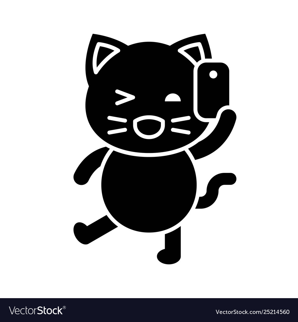 Cute cat avatar solid icon Royalty Free Vector Image